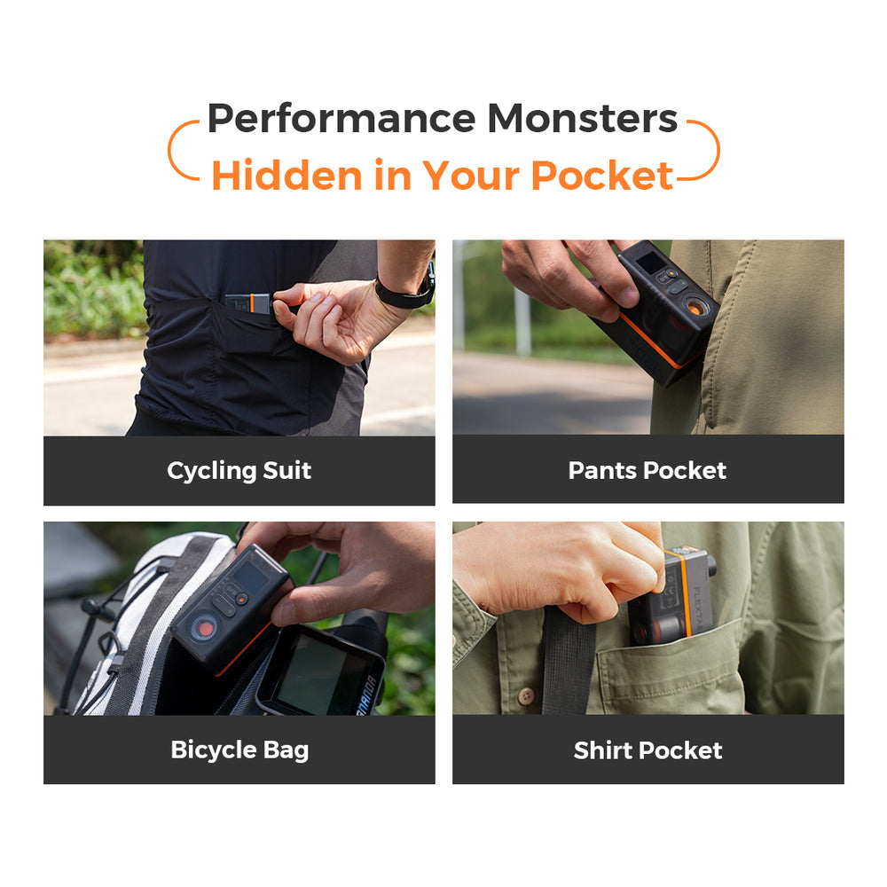 FLEXTAIL TINY TIRE PUMP ACS PRO- Best Mini Electric Pump with Tire Pressure Monitoring & Tail Light