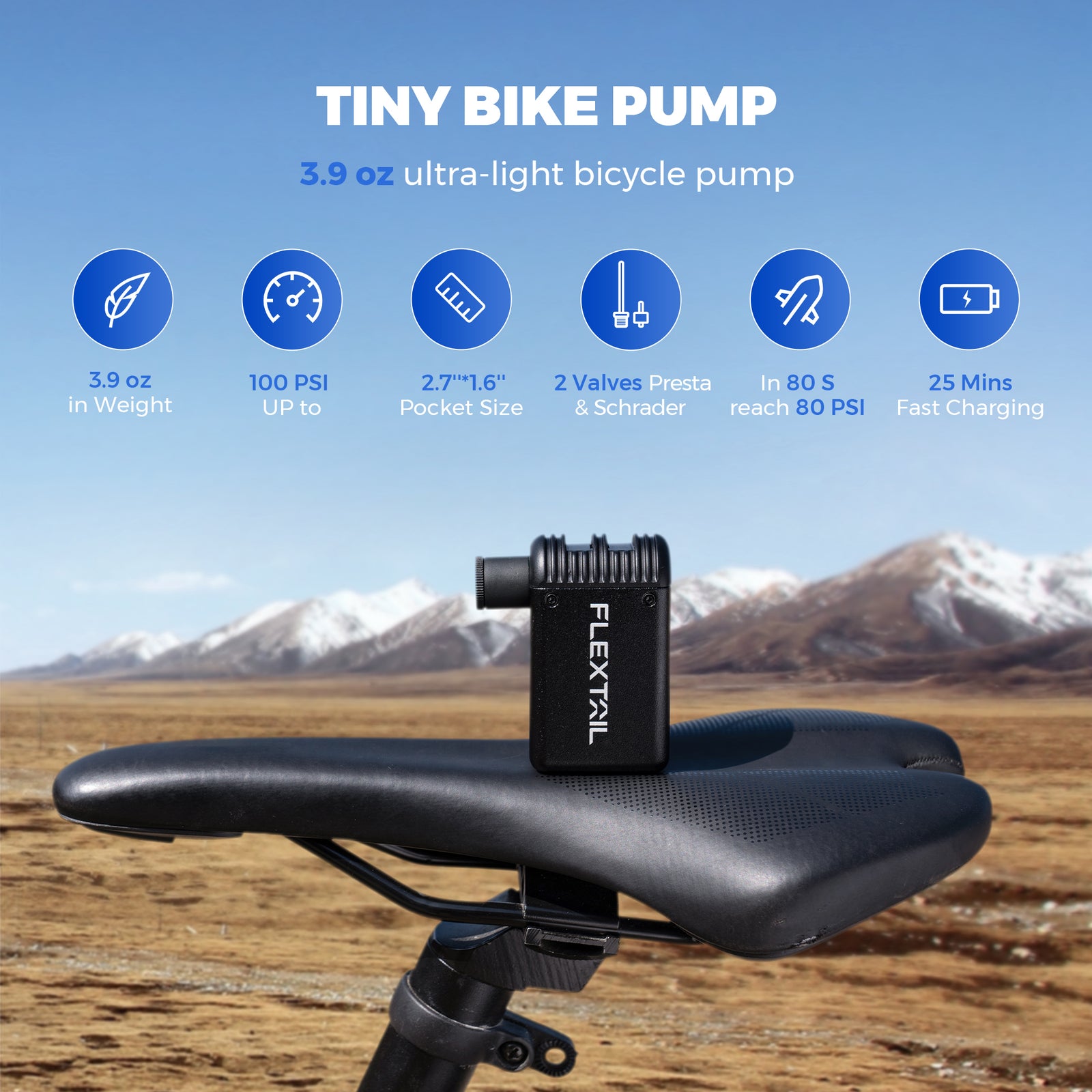 Tiny Bike Pump | Portable Ultra-fast - FLEXTAIL