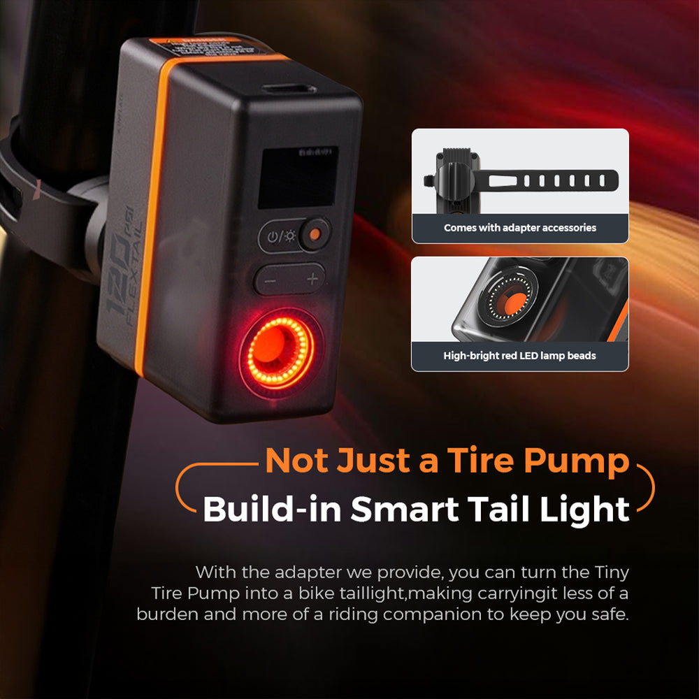 FLEXTAIL TINY TIRE PUMP ACS PRO- Best Mini Electric Pump with Tire Pressure Monitoring & Tail Light