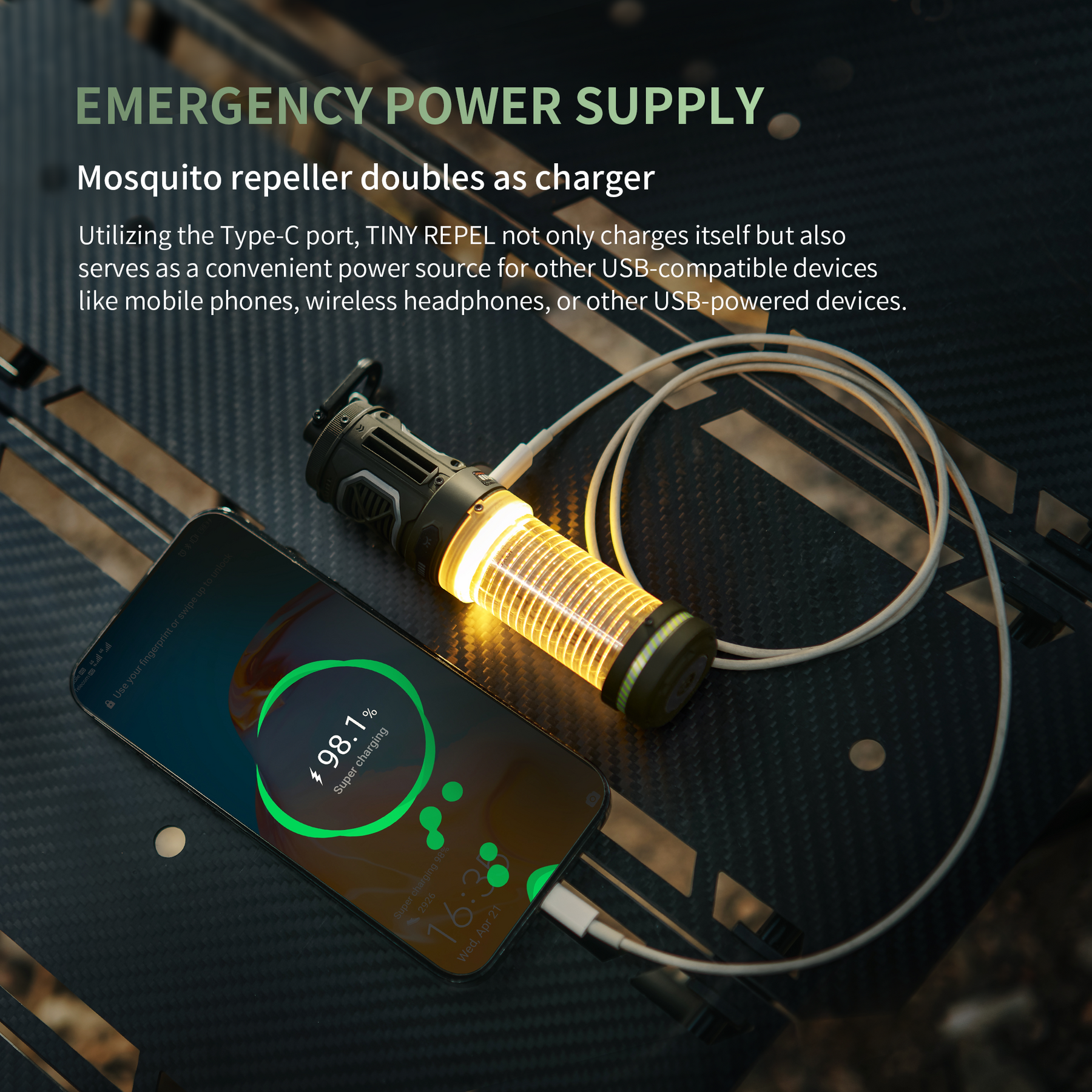 FLEXTAIL TINY REPELLER - 3 IN 1 Outdoor Insect Repellent with Power Bank