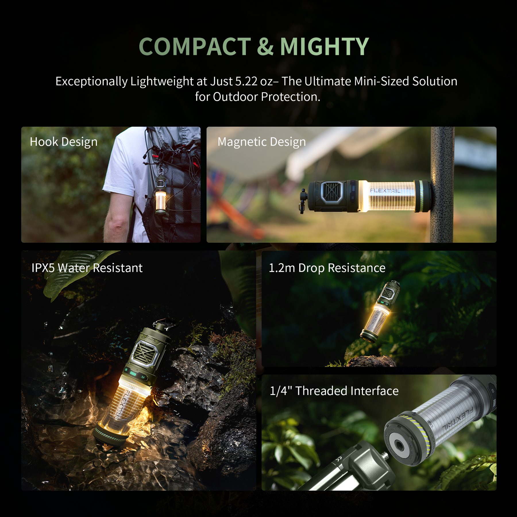 FLEXTAIL TINY REPELLER - 3 IN 1 Outdoor Insect Repellent with Power Bank