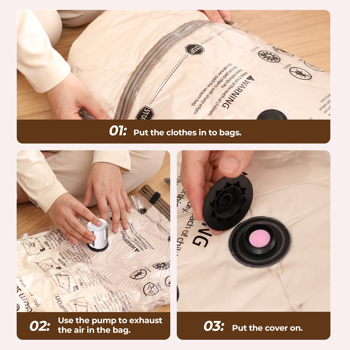 FLEXTAIL Vacuum Bag Set - 4 Pack Sealer Bags for Clothes