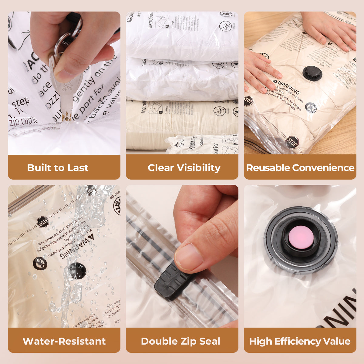 FLEXTAIL Vacuum Bag Set - 4 Pack Sealer Bags for Clothes