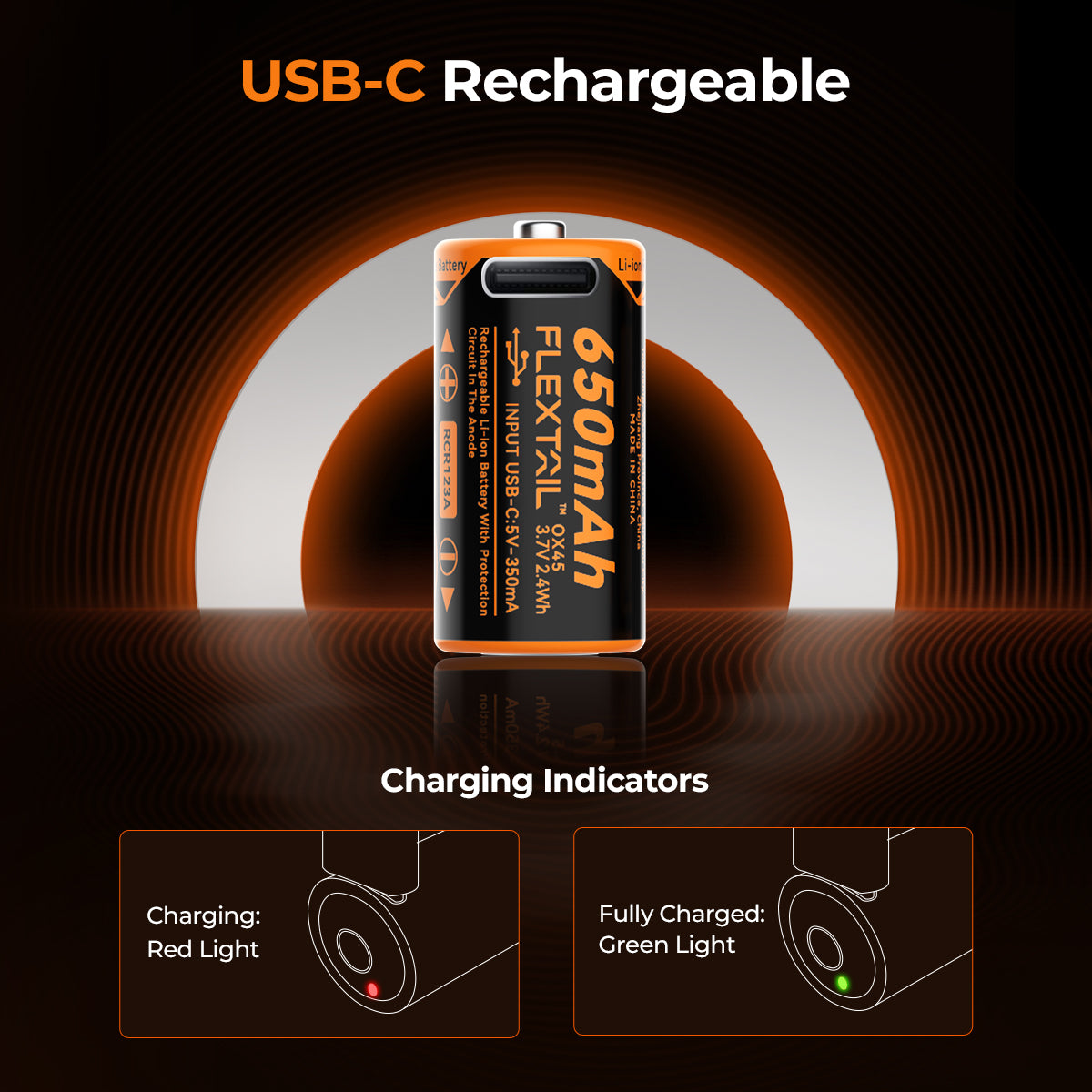 ZERO BATTERY 650CHT | RCR123A Li-ion Battery - Flextail