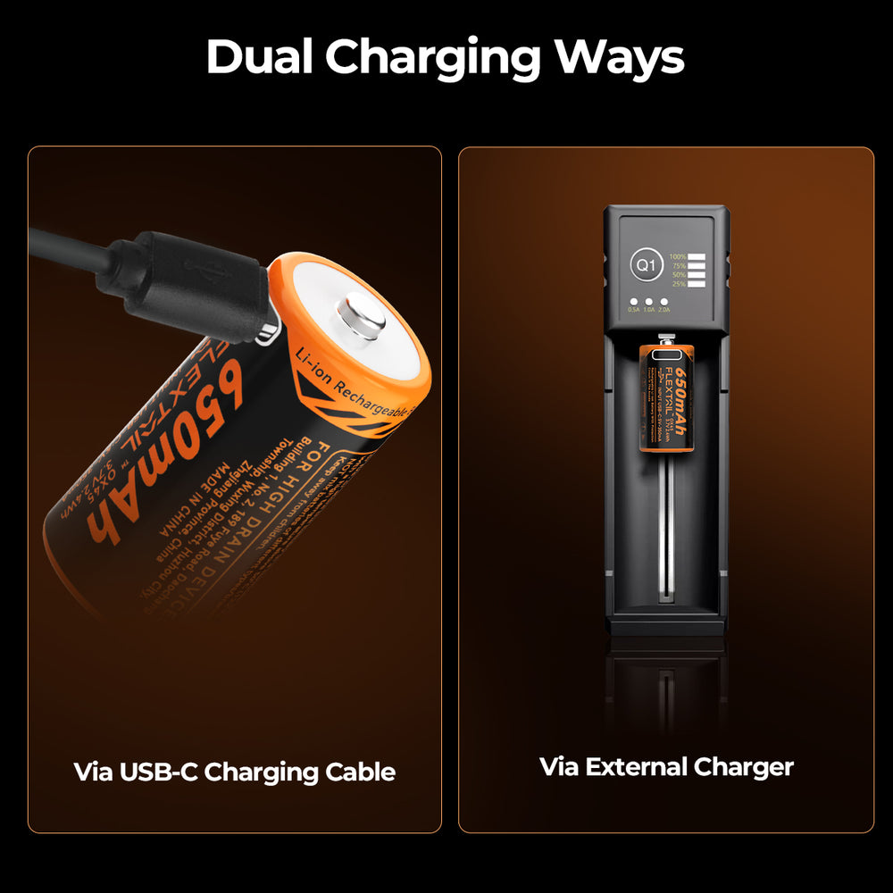 ZERO BATTERY 650CHT | RCR123A Li-ion Battery - Flextail